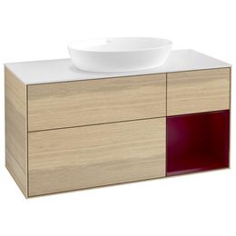 Villeroy & Boch Villeroy und Boch Finion Waschtischunterschrank GA71HBPC 120cm, Abdeckplatte white matt, Emotion, Regale Peony matt lacquer, Oak Veneer