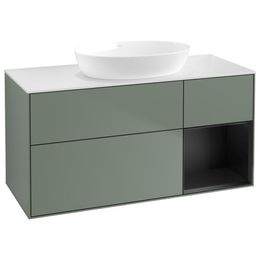 Villeroy & Boch Villeroy und Boch Finion Waschtischunterschrank GA71PDGM 120cm, Abdeckplatte white matt, Emotion, Regale Black matt lacquer, Olive Matt Lacquer