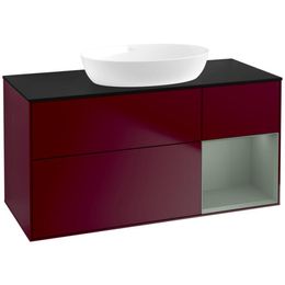 Villeroy & Boch Villeroy und Boch Finion Waschtischunterschrank FA72GMHB 120cm, Abdeckplatte black matt, Regale Olive matt lacquer, Peony Matt