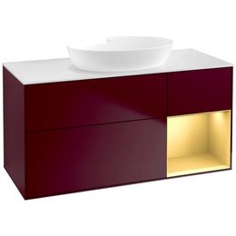 Villeroy & Boch Villeroy und Boch Finion Waschtischunterschrank FA71HFHB 120cm, Abdeckplatte white matt, Regale Gold matt lacquer, Peony Matt