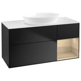 Villeroy & Boch Villeroy und Boch Finion Waschtischunterschrank GA71PCPD 120cm, Abdeckplatte white matt, Emotion, Regale Oak Veneer, Black matt lacquer