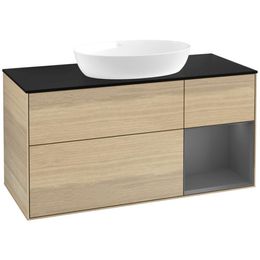 Villeroy & Boch Villeroy und Boch Finion Waschtischunterschrank FA72GKPC 120cm, Abdeckplatte black matt, Regale Anthracite matt lacquer, Oak Veneer