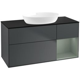 Villeroy & Boch Villeroy und Boch Finion Waschtischunterschrank FA72GMHG 120cm, Abdeckplatte black matt, Regale Olive matt lacquer, Midnight Blue Matt Lacquer