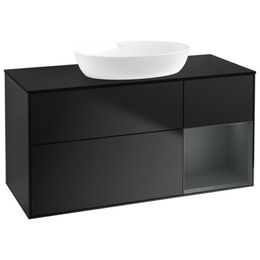Villeroy & Boch Villeroy und Boch Finion Waschtischunterschrank FA72HGPD 120cm, Abdeckplatte black matt, Regale Midnight matt lacquer, Black matt lacquer