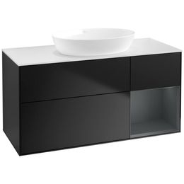 Villeroy & Boch Villeroy und Boch Finion Waschtischunterschrank FA71HGPD 120cm, Abdeckplatte white matt, Regale Midnight matt lacquer, Black matt lacquer