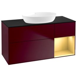 Villeroy & Boch Villeroy und Boch Finion Waschtischunterschrank FA72HFHB 120cm, Abdeckplatte black matt, Regale Gold matt lacquer, Peony Matt