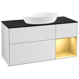 Villeroy & Boch Villeroy und Boch Finion Waschtischunterschrank FA72HFMT 120cm, Abdeckplatte black matt, Regale Gold matt lacquer, White matt lacquer
