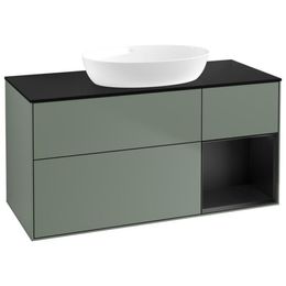 Villeroy & Boch Villeroy und Boch Finion Waschtischunterschrank FA72PDGM 120cm, Abdeckplatte black matt, Regale Black matt lacquer, Olive Matt Lacquer