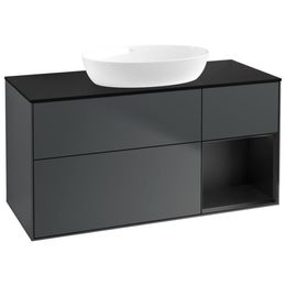Villeroy & Boch Villeroy und Boch Finion Waschtischunterschrank FA72PDHG 120cm, Abdeckplatte black matt, Regale Black matt lacquer, Midnight Blue Matt Lacquer