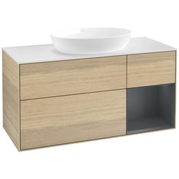 Villeroy & Boch Villeroy und Boch Finion Waschtischunterschrank FA71HGPC 120cm, Abdeckplatte white matt, Regale Midnight matt lacquer, Oak Veneer