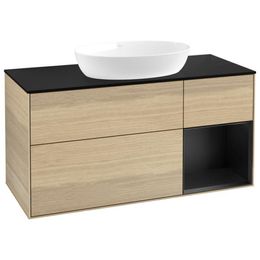 Villeroy & Boch Villeroy und Boch Finion Waschtischunterschrank FA72PDPC 120cm, Abdeckplatte black matt, Regale Black matt lacquer, Oak Veneer