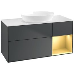 Villeroy & Boch Villeroy und Boch Finion Waschtischunterschrank FA71HFHG 120cm, Abdeckplatte white matt, Regale Gold matt lacquer, Midnight Blue Matt Lacquer