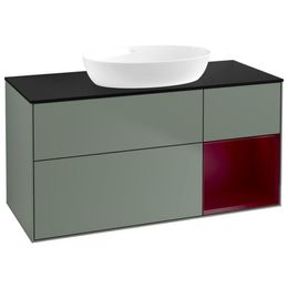 Villeroy & Boch Villeroy und Boch Finion Waschtischunterschrank GA72HBGM 120cm, Abdeckplatte black matt, Emotion, Regale Peony matt lacquer, Olive Matt Lacquer
