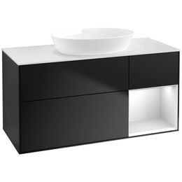 Villeroy & Boch Villeroy und Boch Finion Waschtischunterschrank FA71MTPD 120cm, Abdeckplatte white matt, Regale White matt lacquer, Black matt lacquer