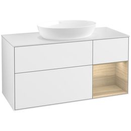 Villeroy & Boch Villeroy und Boch Finion Waschtischunterschrank FA71PCGF 120cm, Abdeckplatte white matt, Regale Oak Veneer, Glossy white lacquer
