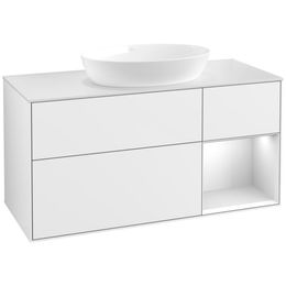 Villeroy & Boch Villeroy und Boch Finion Waschtischunterschrank FA71MTGF 120cm, Abdeckplatte white matt, Regale White matt lacquer, Glossy white lacquer