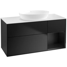 Villeroy & Boch Villeroy und Boch Finion Waschtischunterschrank FA71PDPD 120cm, Abdeckplatte white matt, Regale Black matt lacquer, Black matt lacquer