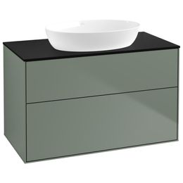 Villeroy & Boch Villeroy und Boch Finion Waschtischunterschrank FA0200GM 100x60,3cm, Abdeckplatte black matt, Olive Matt Lacquer