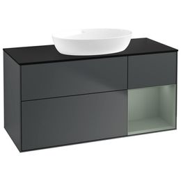 Villeroy & Boch Villeroy und Boch Finion Waschtischunterschrank GA72GMHG 120cm, Abdeckplatte black matt, Emotion, Regale Olive matt lacquer, Midnight Blue Matt Lacquer