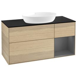Villeroy & Boch Villeroy und Boch Finion Waschtischunterschrank GA72GKPC 120cm, Abdeckplatte black matt, Emotion, Regale Anthracite matt lacquer, Oak Veneer