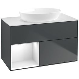 Villeroy & Boch Villeroy und Boch Finion Waschtischunterschrank FA11GFHG 100cm, Abdeckplatte white matt, Regale Glossy white lacquer, Midnight Blue Matt Lacquer