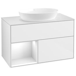 Villeroy & Boch Villeroy und Boch Finion Waschtischunterschrank FA11GFGF 100cm, Abdeckplatte white matt, Regale Glossy white lacquer, Glossy white lacquer