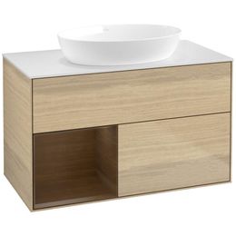 Villeroy & Boch Villeroy und Boch Finion Waschtischunterschrank FA11GNPC 100cm, Abdeckplatte white matt, Regale Walnut Veneer, Oak Veneer
