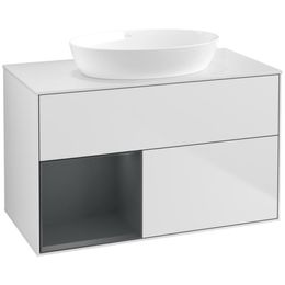Villeroy & Boch Villeroy und Boch Finion Waschtischunterschrank FA11HGMT 100cm, Abdeckplatte white matt, Regale Midnight matt lacquer, White matt lacquer