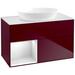 Villeroy & Boch Villeroy und Boch Finion Waschtischunterschrank FA11MTHB 100cm, Abdeckplatte white matt, Regale White matt lacquer, Peony Matt