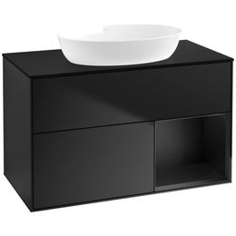 Villeroy & Boch Villeroy und Boch Finion Waschtischunterschrank FA22PDPD 100cm, Abdeckplatte black matt, Regale Black matt lacquer, Black matt lacquer