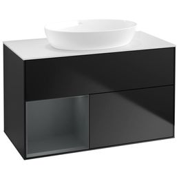 Villeroy & Boch Villeroy und Boch Finion Waschtischunterschrank GA11HGPD 100cm, Abdeckplatte white matt, Emotion, Regale Midnight matt lacquer, Black matt lacquer