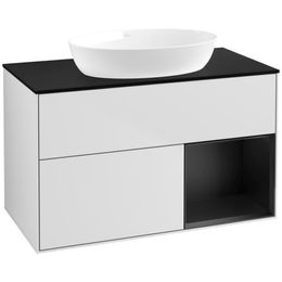 Villeroy & Boch Villeroy und Boch Finion Waschtischunterschrank FA22PDMT 100cm, Abdeckplatte black matt, Regale Black matt lacquer, White matt lacquer