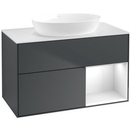 Villeroy & Boch Villeroy und Boch Finion Waschtischunterschrank FA21GFHG 100cm, Abdeckplatte white matt, Regale Glossy white lacquer, Midnight Blue Matt Lacquer