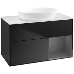 Villeroy & Boch Villeroy und Boch Finion Waschtischunterschrank FA21GKPD 100cm, Abdeckplatte white matt, Regale Anthracite matt lacquer, Black matt lacquer