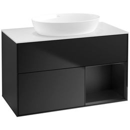 Villeroy & Boch Villeroy und Boch Finion Waschtischunterschrank FA21PDPD 100cm, Abdeckplatte white matt, Regale Black matt lacquer, Black matt lacquer