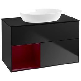 Villeroy & Boch Villeroy und Boch Finion Waschtischunterschrank GA12HBPD 100cm, Abdeckplatte black matt, Emotion, Regale Peony matt lacquer, Black matt lacquer