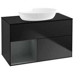 Villeroy & Boch Villeroy und Boch Finion Waschtischunterschrank GA12HGPD 100cm, Abdeckplatte black matt, Emotion, Regale Midnight matt lacquer, Black matt lacquer
