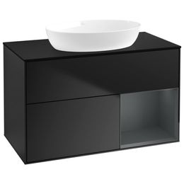 Villeroy & Boch Villeroy und Boch Finion Waschtischunterschrank GA22HGPD 100cm, Abdeckplatte black matt, Emotion, Regale Midnight matt lacquer, Black matt lacquer
