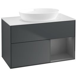 Villeroy & Boch Villeroy und Boch Finion Waschtischunterschrank GA21GKHG 100cm, Abdeckplatte white matt, Emotion, Regale Anthracite matt lacquer, Midnight Blue Matt Lacquer