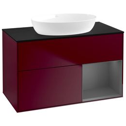 Villeroy & Boch Villeroy und Boch Finion Waschtischunterschrank GA22GKHB 100cm, Abdeckplatte black matt, Emotion, Regale Anthracite matt lacquer, Peony Matt