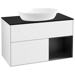 Villeroy & Boch Villeroy und Boch Finion Waschtischunterschrank GA22PDGF 100cm, Abdeckplatte black matt, Emotion, Regale Black matt lacquer, Glossy white lacquer