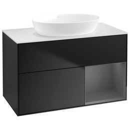 Villeroy & Boch Villeroy und Boch Finion Waschtischunterschrank GA21GKPD 100cm, Abdeckplatte white matt, Emotion, Regale Anthracite matt lacquer, Black matt lacquer