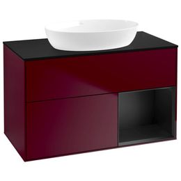 Villeroy & Boch Villeroy und Boch Finion Waschtischunterschrank GA22PDHB 100cm, Abdeckplatte black matt, Emotion, Regale Black matt lacquer, Peony Matt
