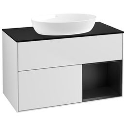 Villeroy & Boch Villeroy und Boch Finion Waschtischunterschrank GA22PDMT 100cm, Abdeckplatte black matt, Emotion, Regale Black matt lacquer, White matt lacquer