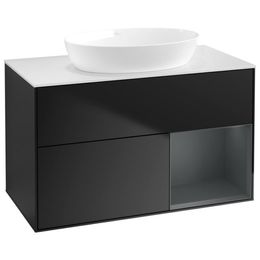 Villeroy & Boch Villeroy und Boch Finion Waschtischunterschrank GA21HGPD 100cm, Abdeckplatte white matt, Emotion, Regale Midnight matt lacquer, Black matt lacquer
