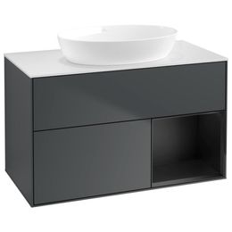 Villeroy & Boch Villeroy und Boch Finion Waschtischunterschrank GA21PDHG 100cm, Abdeckplatte white matt, Emotion, Regale Black matt lacquer, Midnight Blue Matt Lacquer
