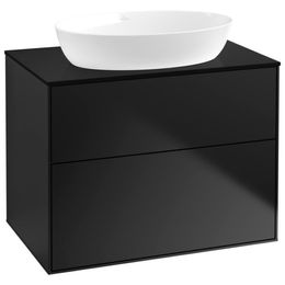 Villeroy & Boch Villeroy und Boch Finion Waschtischunterschrank F99200PD 80x60,3cm, Abdeckplatte black matt, Black matt lacquer