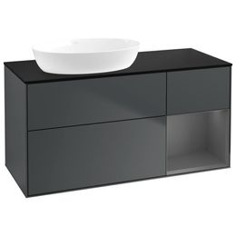Villeroy & Boch Villeroy und Boch Finion Waschtischunterschrank GA52GKHG 120cm, Abdeckplatte black matt, Emotion, Regale Anthracite matt lacquer, Midnight Blue Matt Lacquer