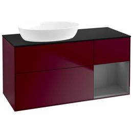 Villeroy & Boch Villeroy und Boch Finion Waschtischunterschrank GA52GKHB 120cm, Abdeckplatte black matt, Emotion, Regale Anthracite matt lacquer, Peony Matt