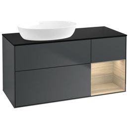 Villeroy & Boch Villeroy und Boch Finion Waschtischunterschrank GA52PCHG 120cm, Abdeckplatte black matt, Emotion, Regale Oak Veneer, Midnight Blue Matt Lacquer